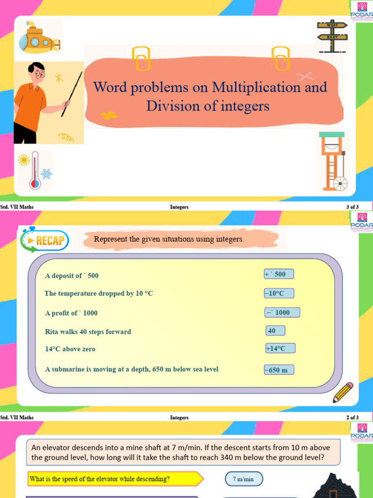 PPT2 CB VII Math Ch1 Integers | PDF