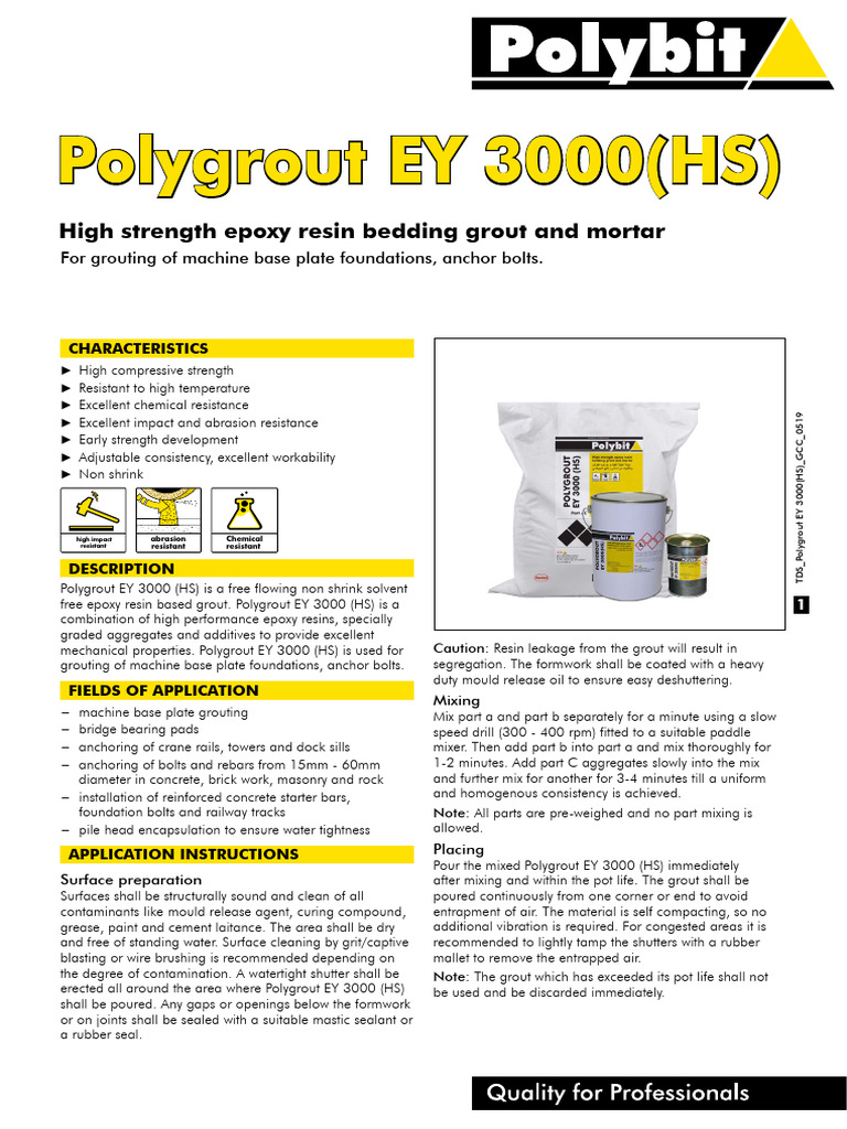 Polygrout EY 3000(HS) | PDF | Concrete | Epoxy