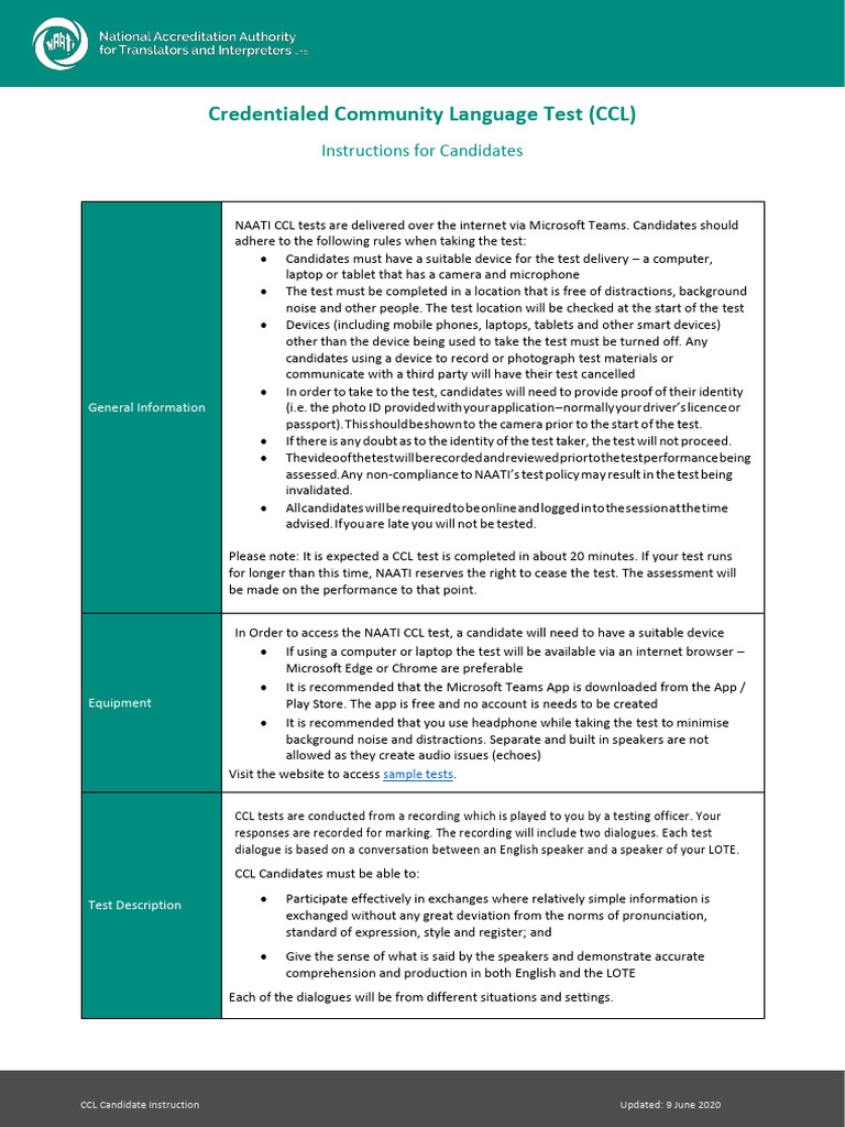 CCL Candidate Instructions - V1.1 | PDF | Mobile App | Tablet Computer