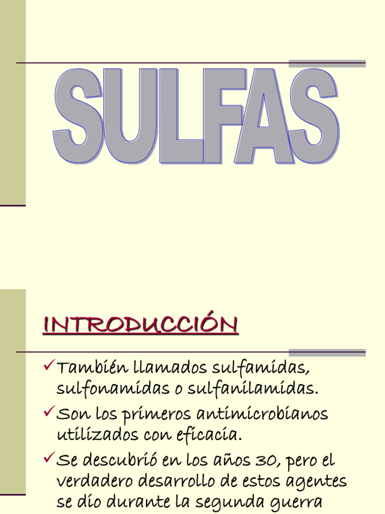 Sulfas: Historia, Clasificación y Uso Médico | PDF | Farmacia ...