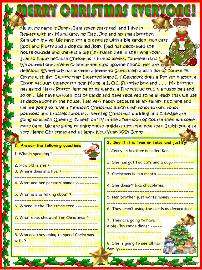 Christmas Reading Comprehension Activity | PDF | Christmas