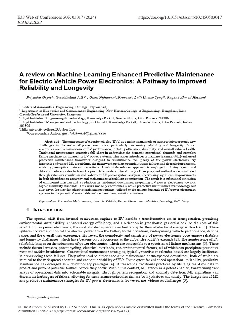 E3sconf Icarae2023 03017 | PDF | Machine Learning | Reliability Engineering