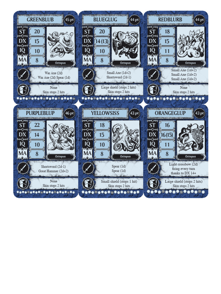 The Fantasy Trip Octopus Cards | Download Free PDF | Personal Weapons ...