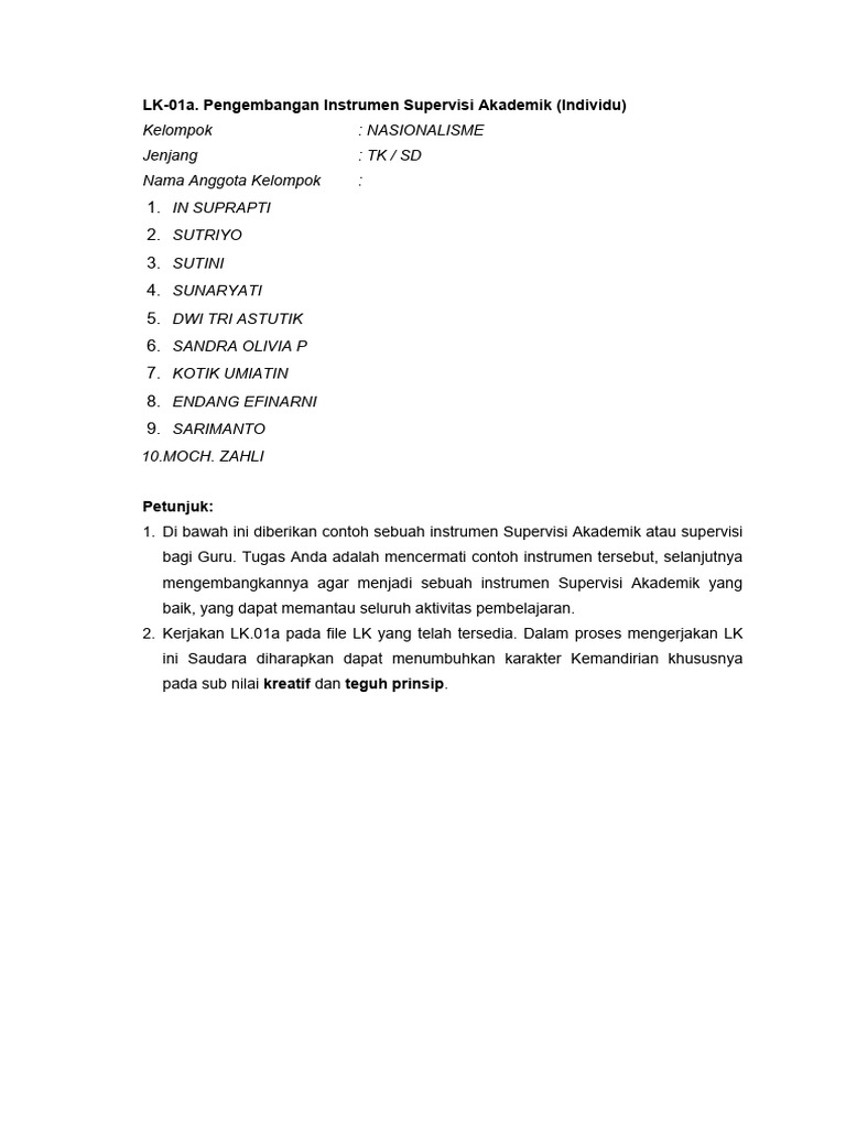 LK. 01a Pengembangan Instrumen Supak | PDF | Karier & Perkembangan
