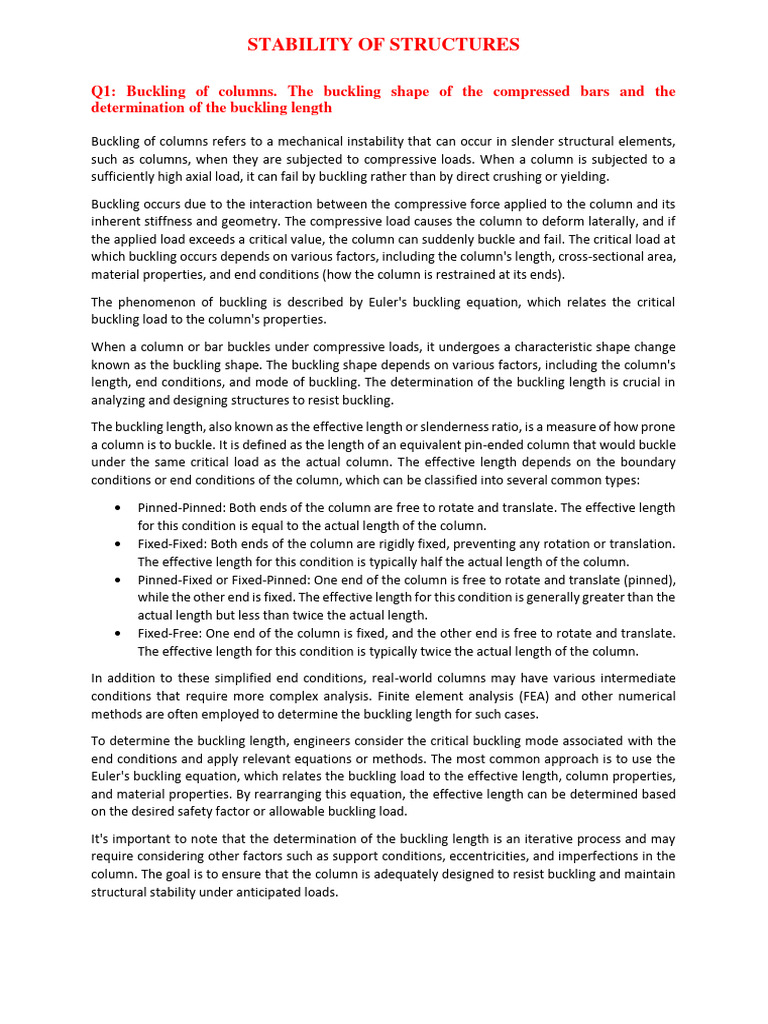 Stability of Structures | PDF | Buckling | Column