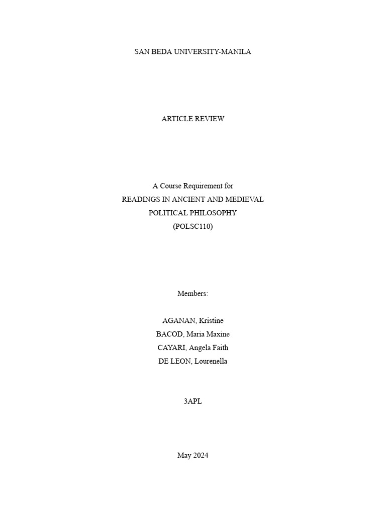 (POLSC110) Article Review | PDF | Natural Law | Political Philosophy