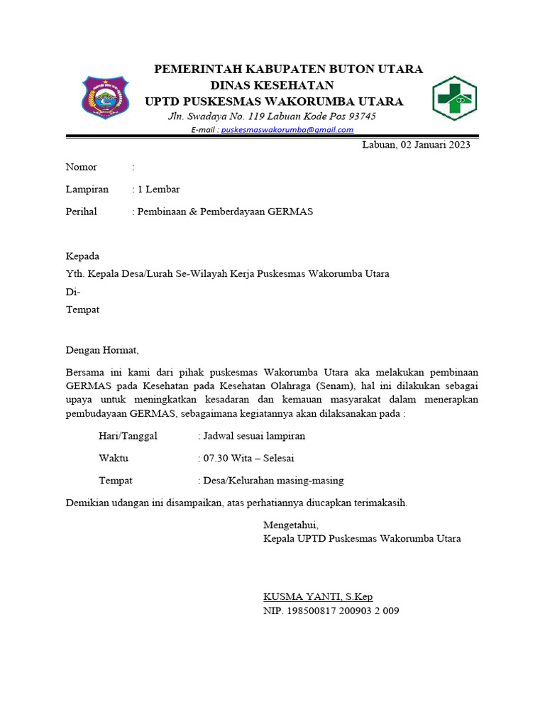 Undangan Pembinaan Germas | PDF