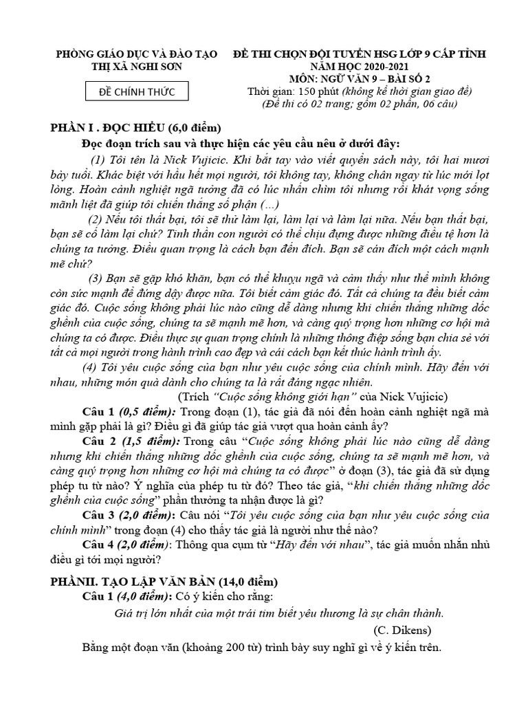 (Lib24.vn) De-Khao-Sat-Doi-Tuyen-Du-Thi-Hsg-Van-9-Bai-So-2-Huyen-Tinh-Gia-Nam-2020-2021 | PDF