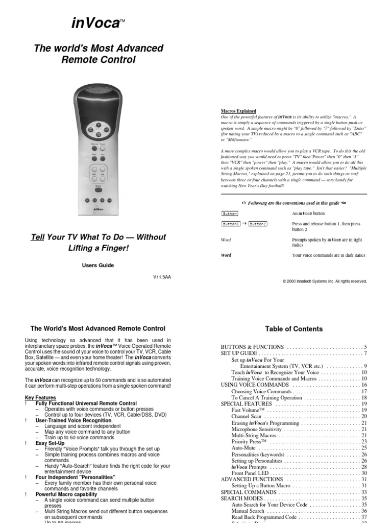 In Voca Manual | PDF | Speech Recognition | Remote Control