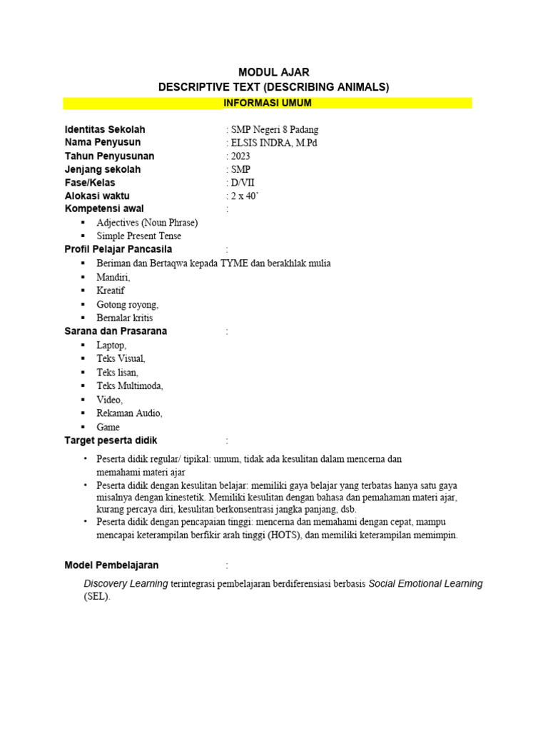 Contoh Modul Ajar Berdifferensiasi | PDF | Sains & Matematika