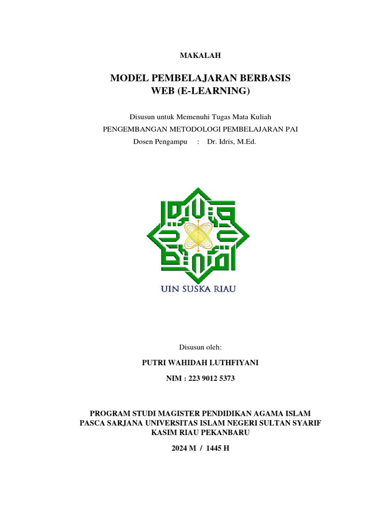 (Putri Wahidah LF) Pembelajaran Berbasis WEB (E-Learning) | PDF