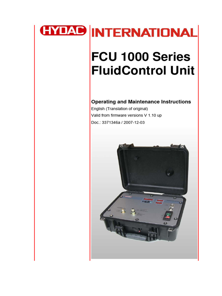 FCU 1000 Series Operating Manual | PDF | Pump | Power Supply