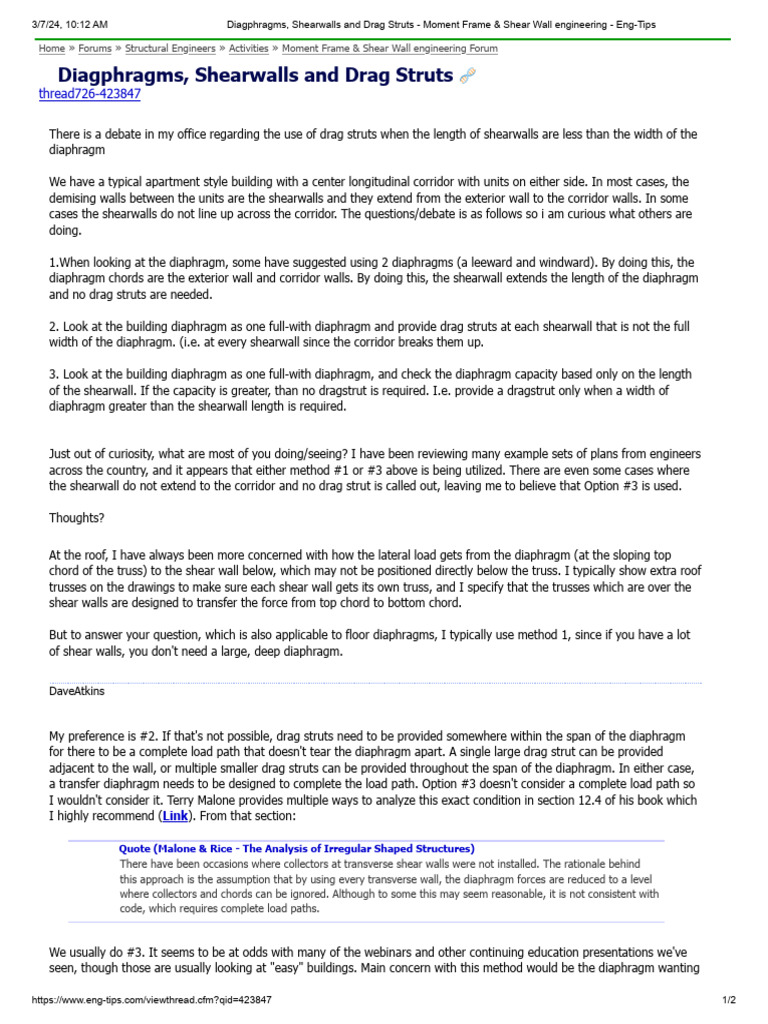 Drag Struts - Eng-Tips | Download Free PDF | Truss