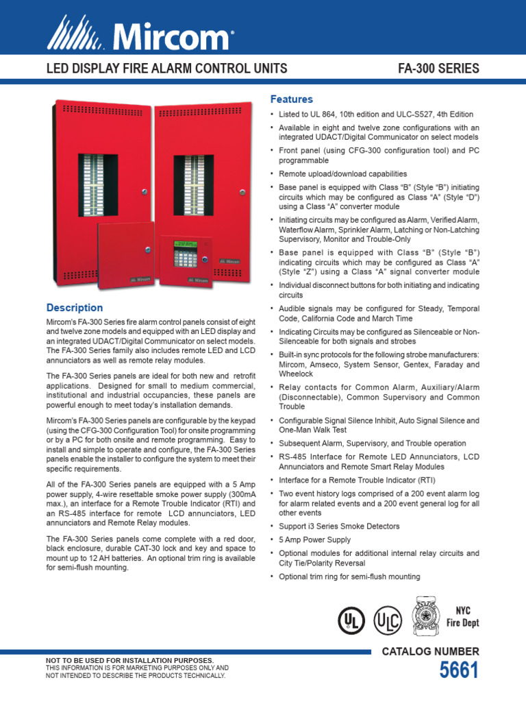 1-CAT-5661 FA-300-Series LED Display Fire Alarm Control Panels-2 | PDF ...