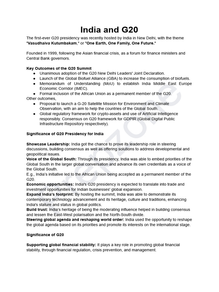 India and G20 | PDF | Economies | International Relations