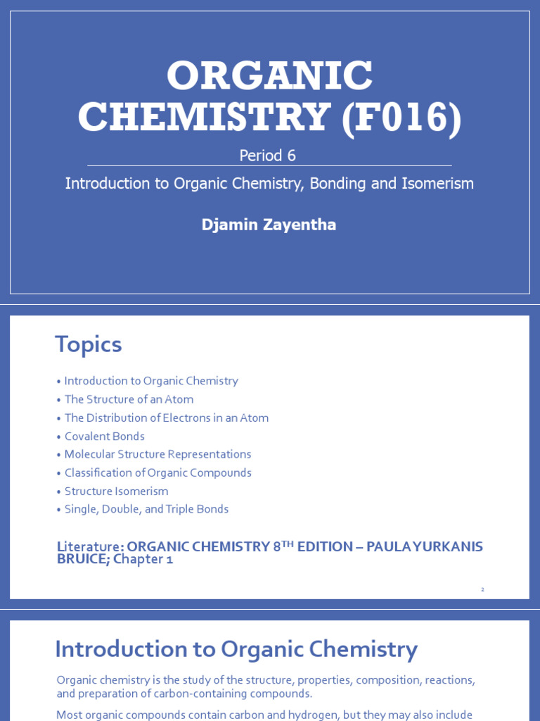 Organic Chemistry Lecture 1 | PDF | Covalent Bond | Chemical Bond