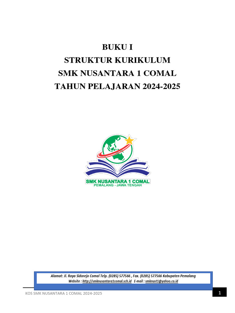 Buku I Struktur Kurikulum 2024 2025 Pdf