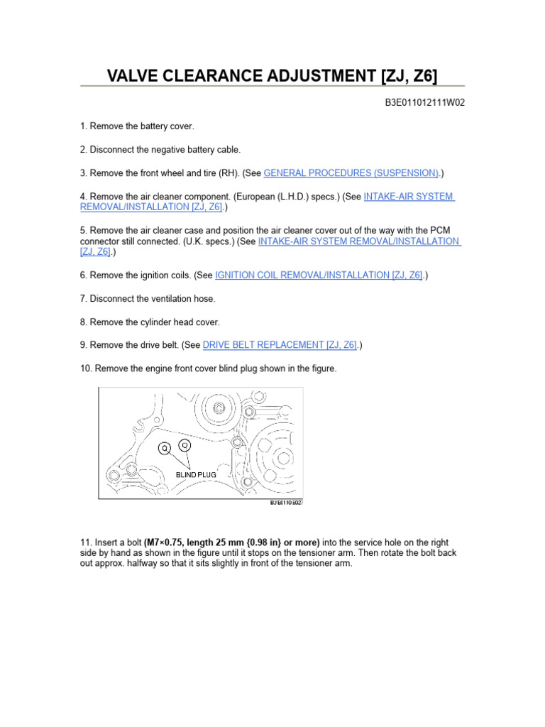 Valve Clearance Adjustment | PDF | Belt (Mechanical) | Rotating Machines
