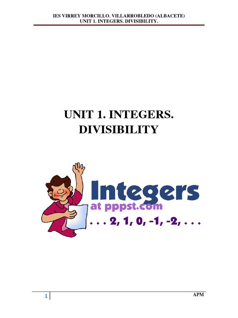 Unit 1. Integers. Divisibility | PDF | Numbers | Integer Unit 1. Integers. Divisibility | PDF | Numbers | Integer