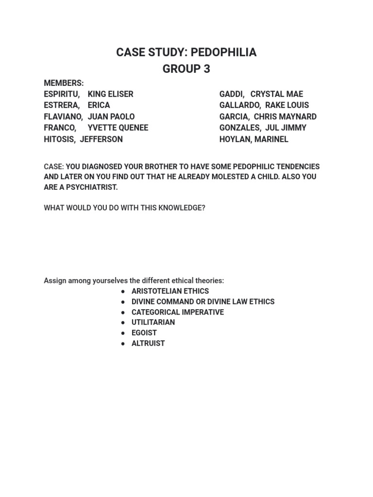 Case Study - Pedophilia | PDF | Pedophilia | Behavioural Sciences