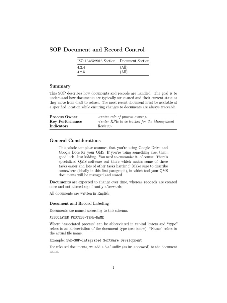 Sop Document Record Control | PDF | Quality Management System | Computing