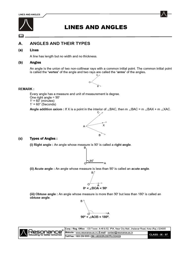 Lines and Angles | PDF | Angle | Triangle