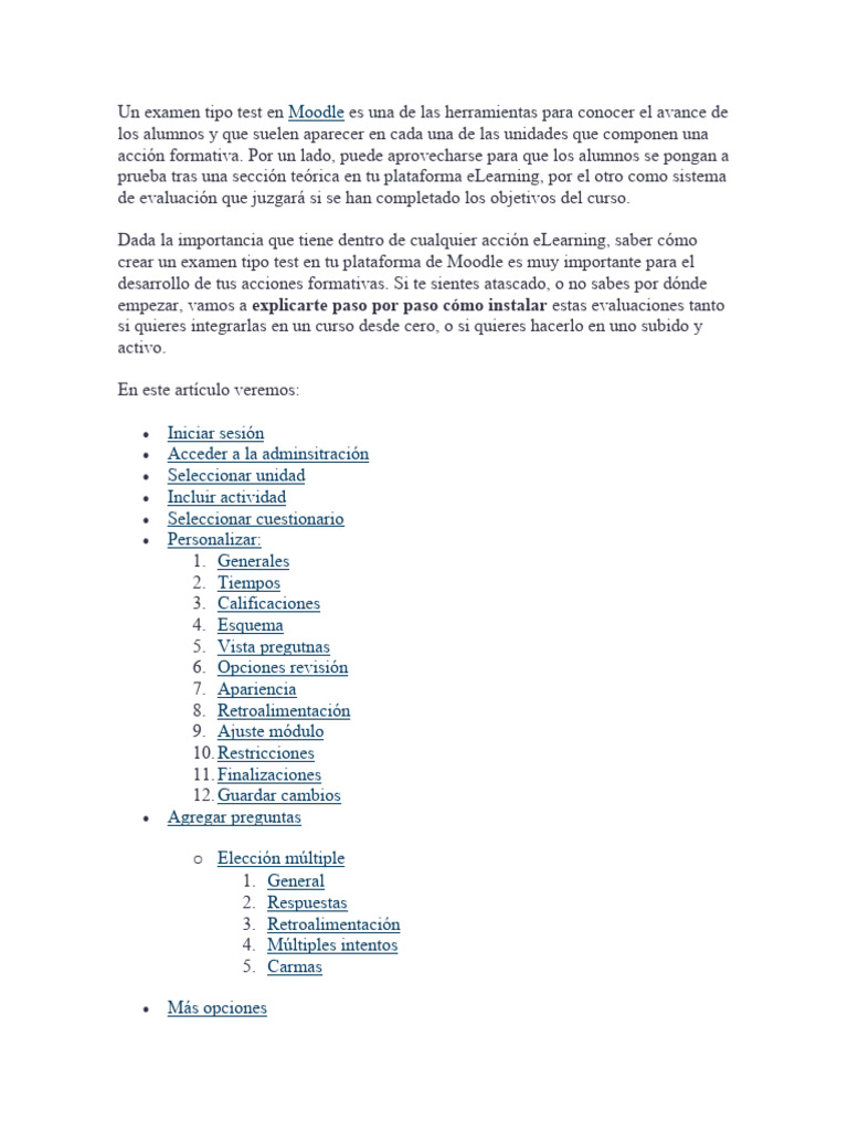 Un Examen Tipo Test en | PDF | Moodle | Cuestionario