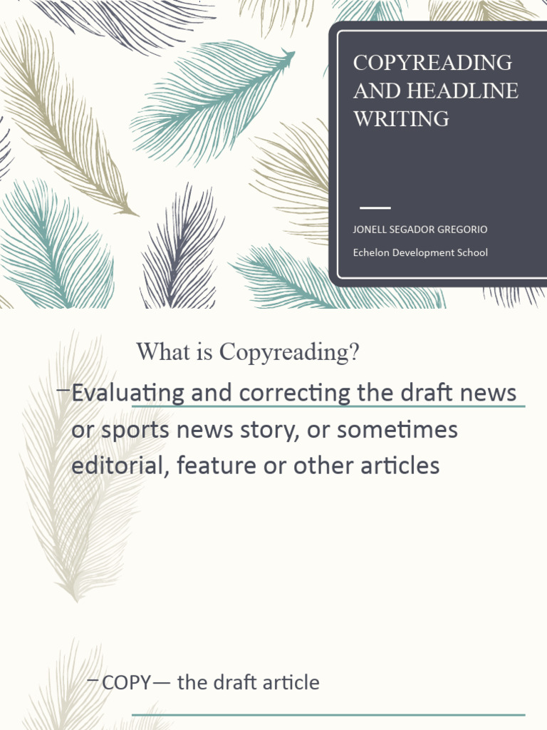 Copyreading Lecture The Capiz Times | PDF | Verb | Linguistic Morphology