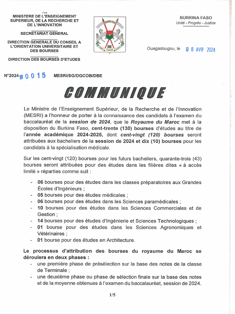 Communique Bourse Marocaine 2024-2025 | PDF