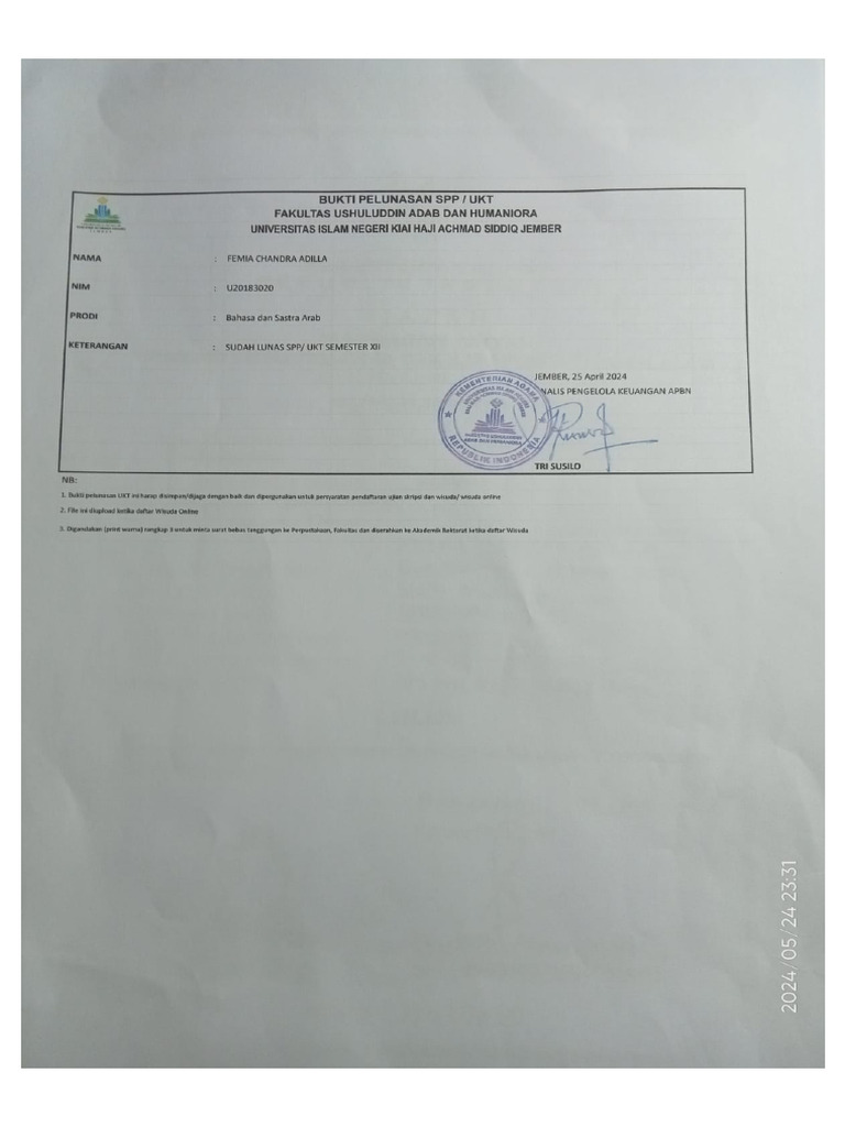 Lunas Ukt Surat | PDF