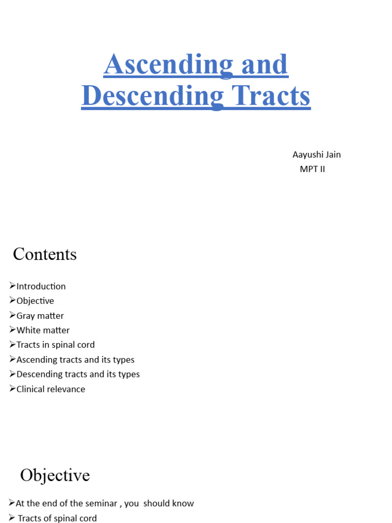 Ascending and Descending Tracts | PDF | Spinal Cord | Nervous System