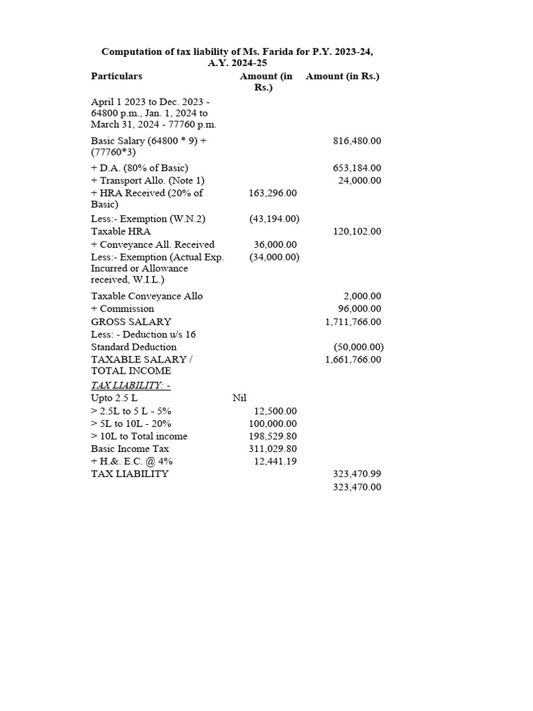 Salary - Exercise Solved in Class | PDF | Tax Deduction | Income