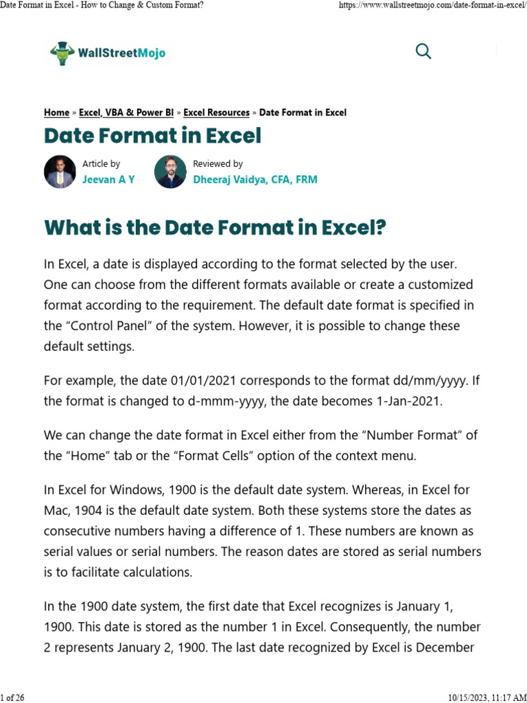 Date Format in Excel | PDF | Microsoft Excel | Computing