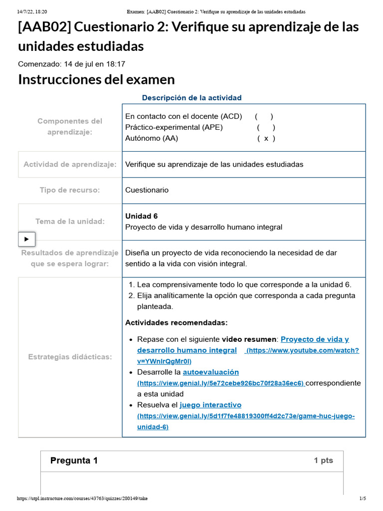 Examen_ [AAB02] Cuestionario 2_ Verifique su aprendizaje de las unidades estudiadas | PDF