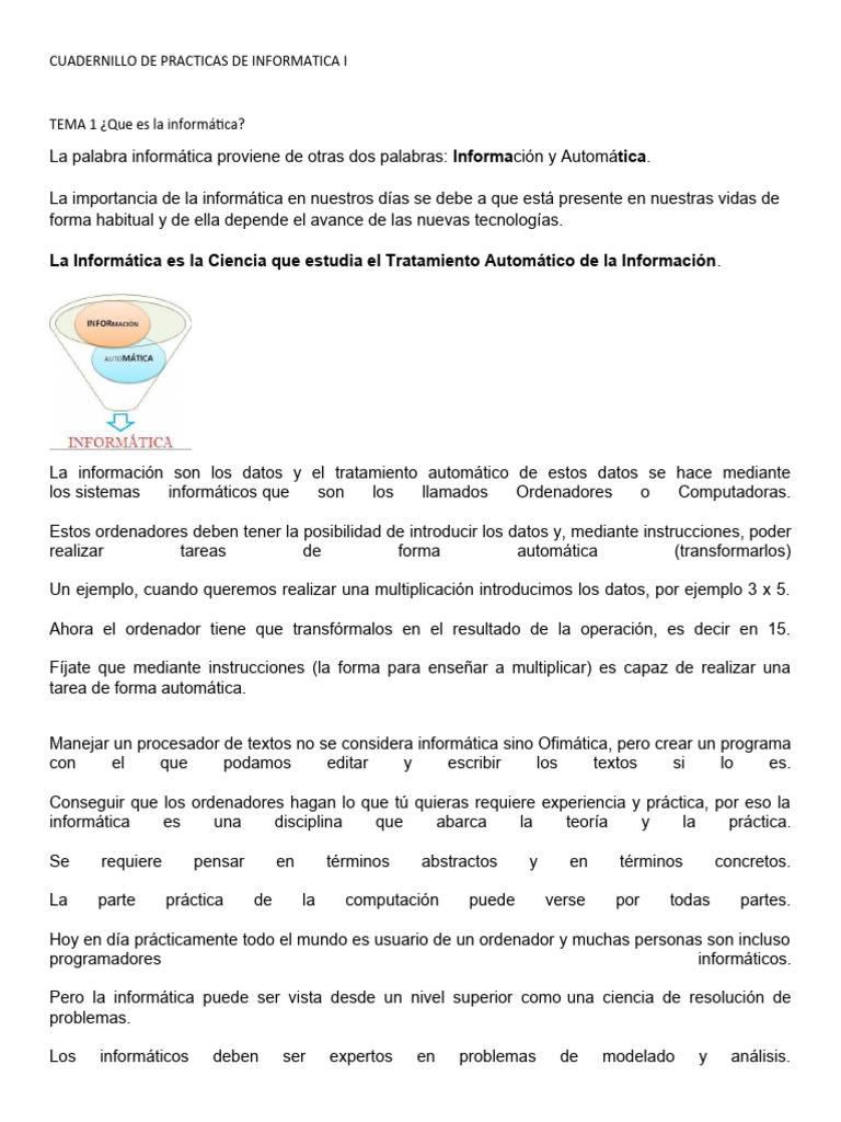 Cuadernillo de Practicas de Informatica I | PDF | Periférico | Lenguaje de programación