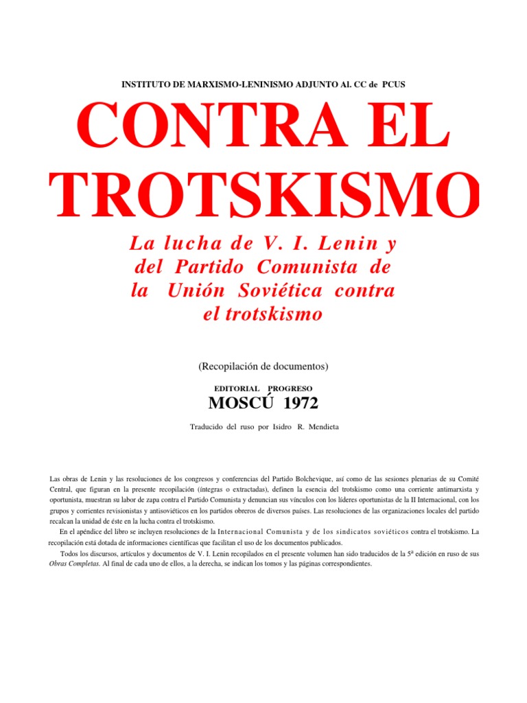 Contra El Trotskismo | PDF | Leon Trotsky | Vladimir Lenin