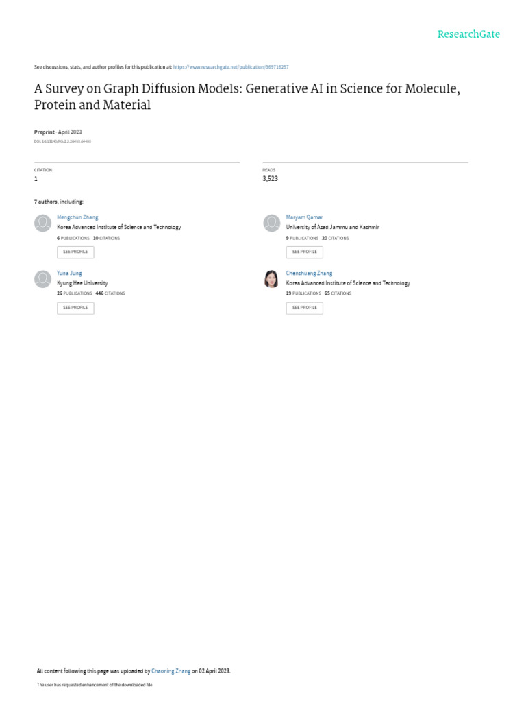 Survey On Graph Diffusion Model | PDF | Stochastic Differential Equation | Proteins