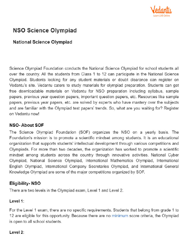 NSO Science Olympiad | PDF