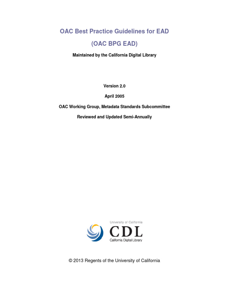 M Oac Best Practices EAD | PDF | Xml | Computing