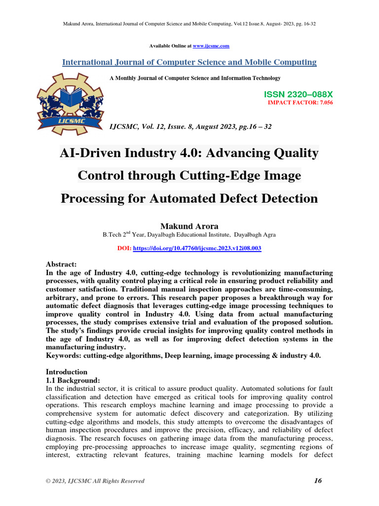 AI Driven Industry 4 0 Advancing Quality | PDF | Machine Learning | Artificial Neural Network