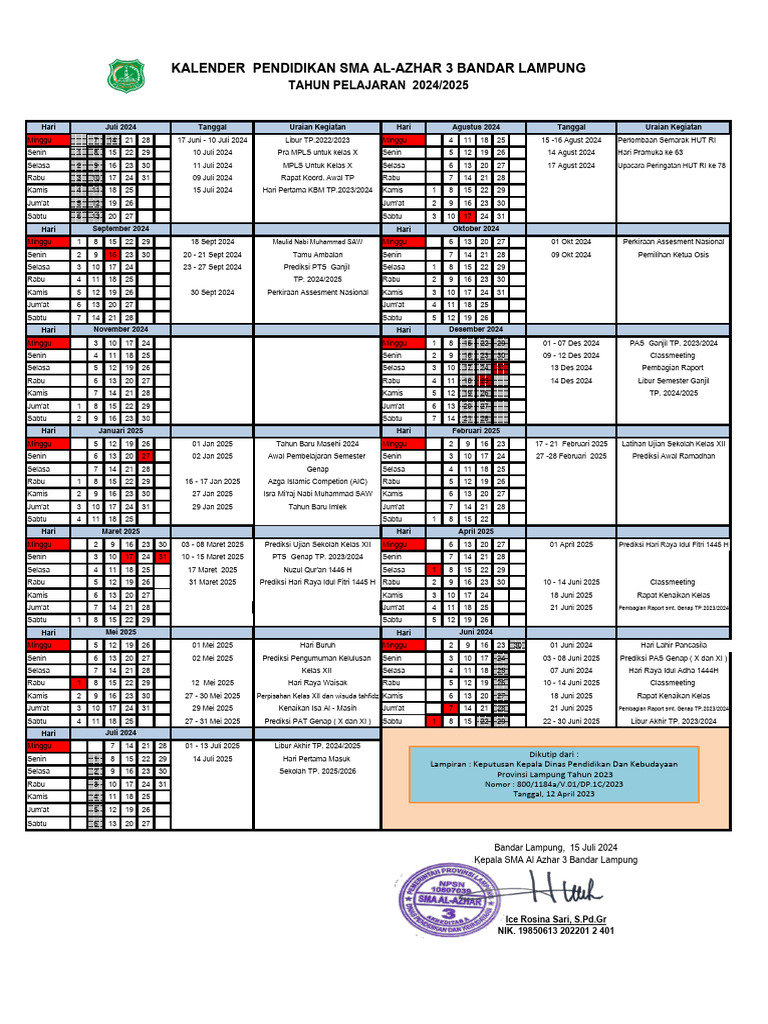 Kalender Pendidikan 2024 | PDF
