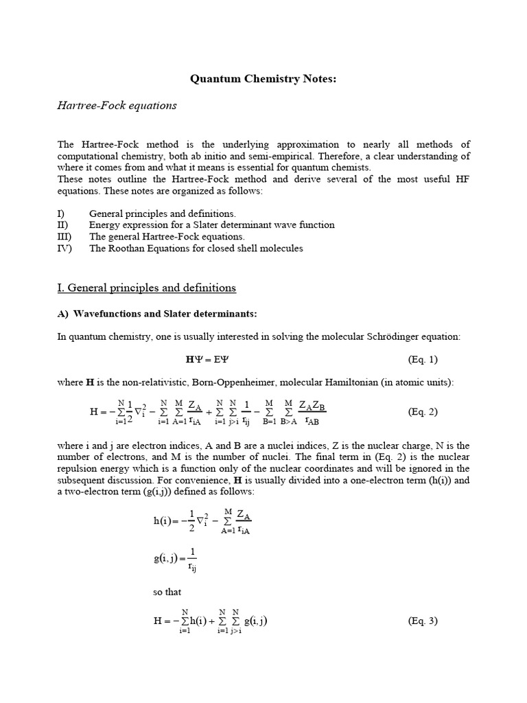 2002 Quantum Chemistry Course | PDF | Hartree–Fock Method | Quantum ...