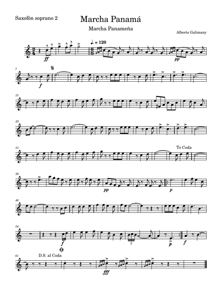 Marcha_Panama__Eduardo_Maduro_y_Alberto_Galimany_Marcha_Panam-Saxofón_soprano_2 | PDF