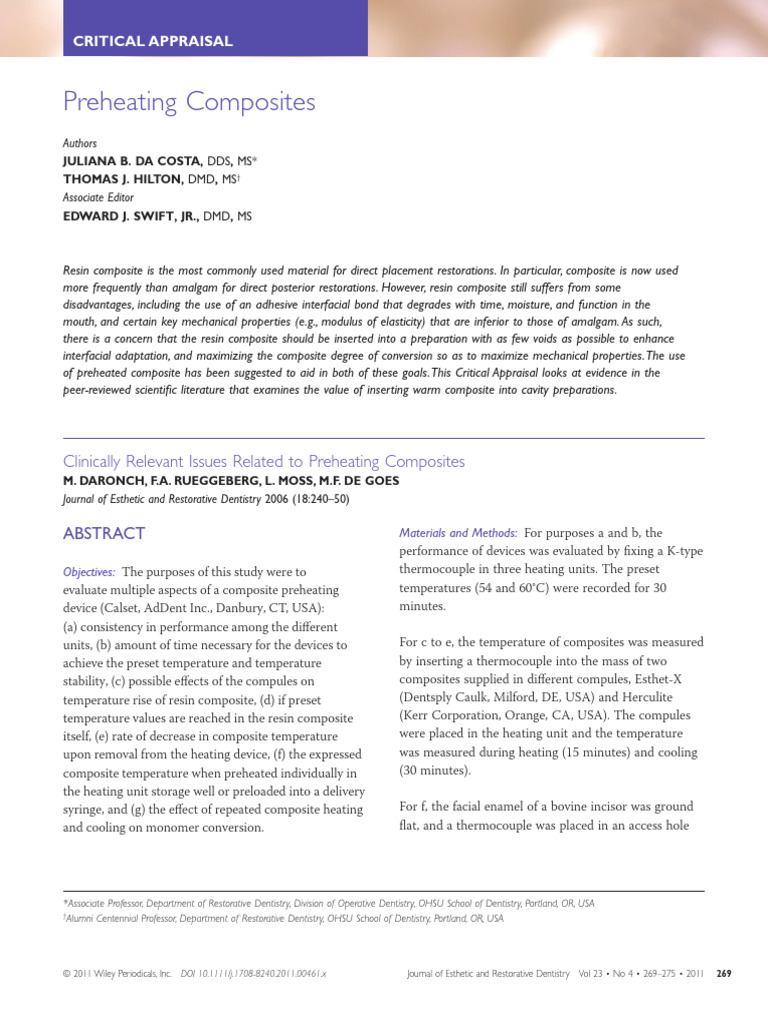 2011 Preheating Composites | PDF | Dental Composite | Composite Material