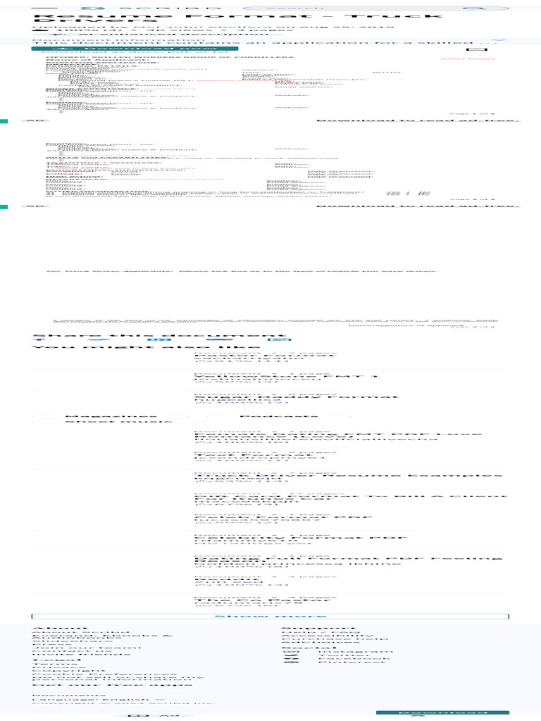 Resume Format - Truck Drivers Download Free PDF Business | PDF | Scribd