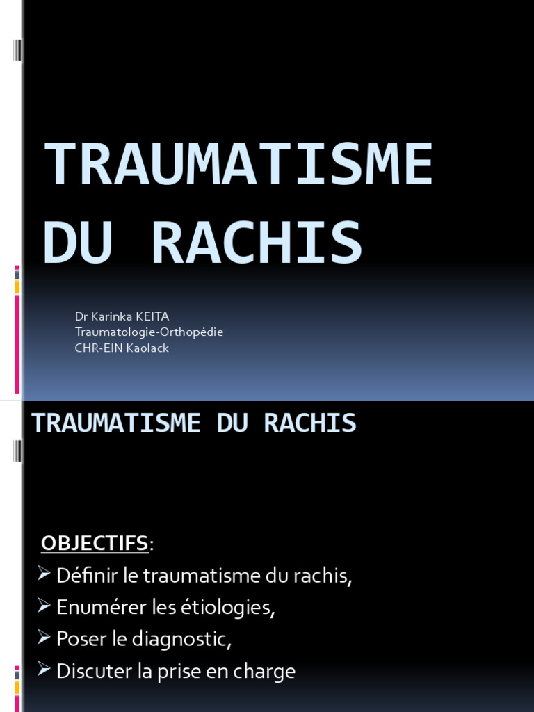 Traumatisme Du Rachis | PDF | Colonne vertébrale | Maladies et troubles ...