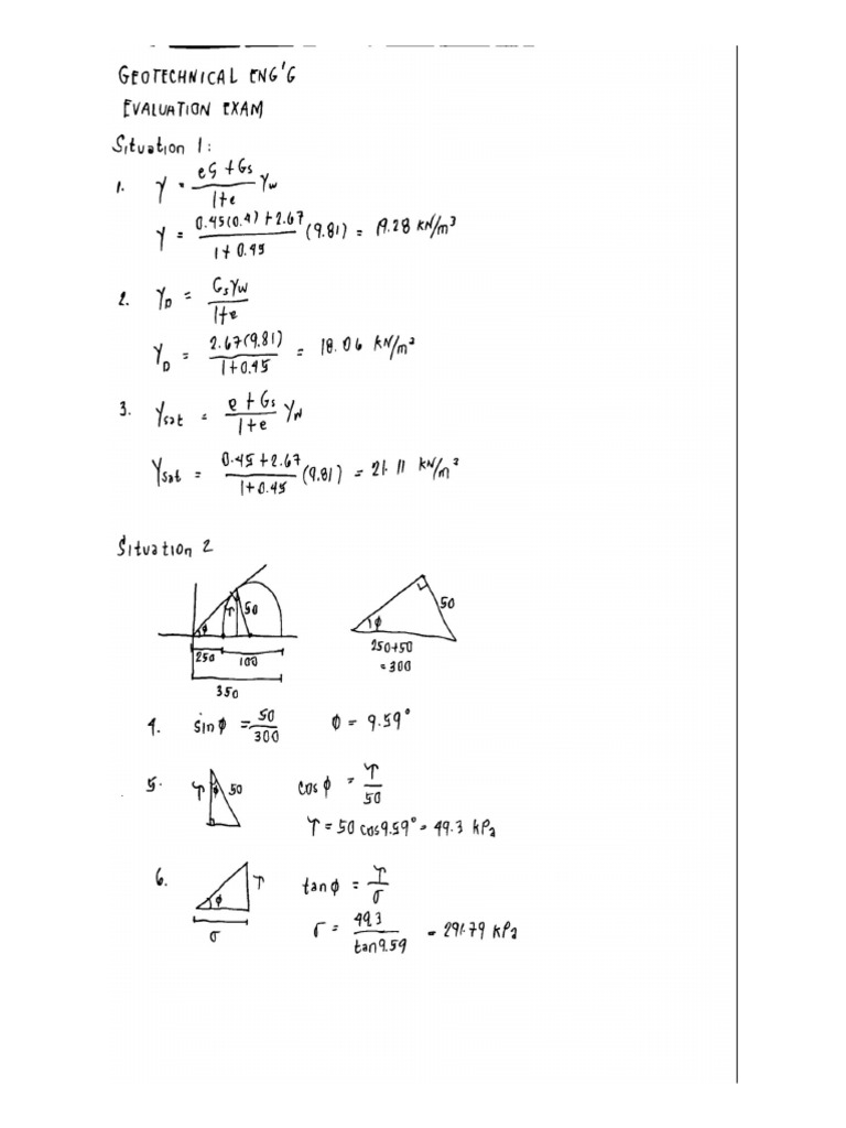 Geotech Eval Exam Sol. | PDF