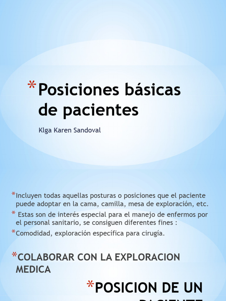 Posiciones Básicas de Pacientes | PDF