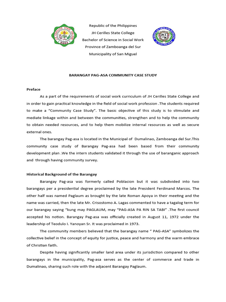 Barangay Pag-asa Community Case Study | PDF | Water | Community