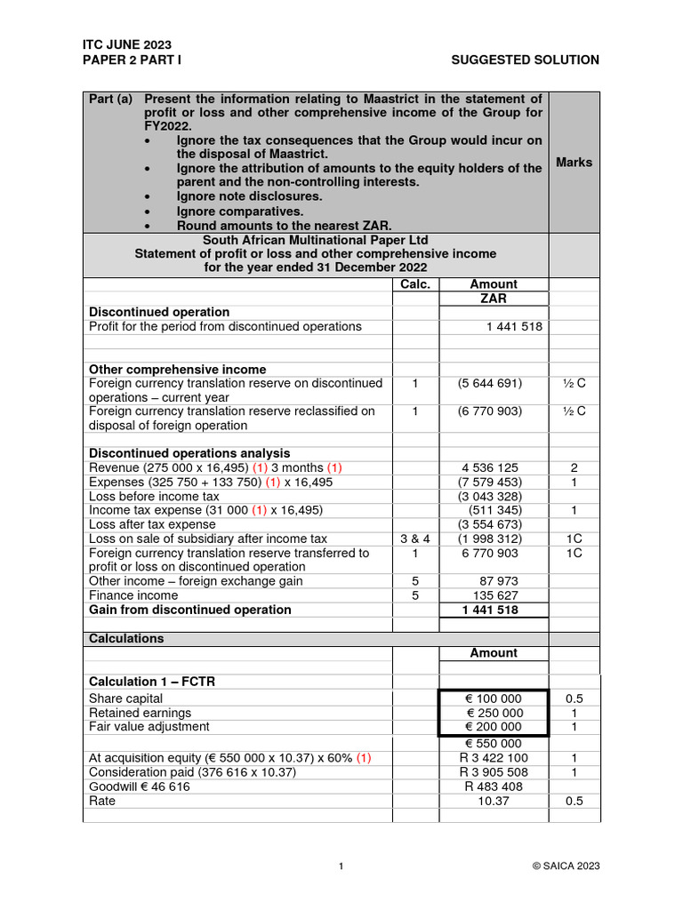 ITC June 2023 Paper 2 Part I Solution SAMP - Final | PDF | Goodwill ...